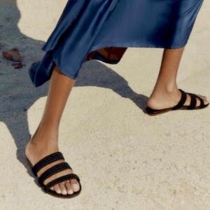 Rothy's | Shoes | Rothys Triple Band Slide Sandals In Classic Black ...